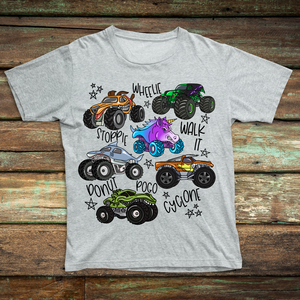 DTF Full Color Transfer - All Monster Trucks – Small Biz Shipping Co